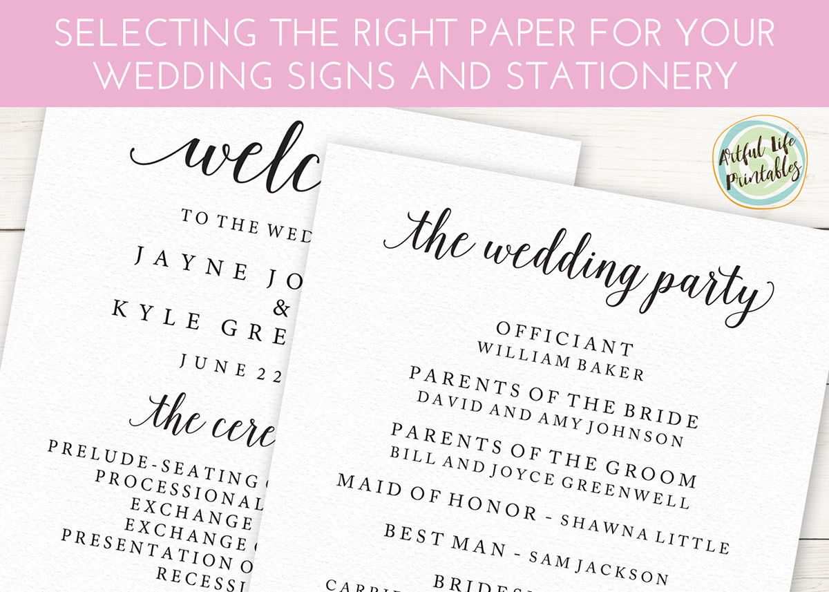 Selecting the Right Paper for Your Printable Wedding Signs and Station ...