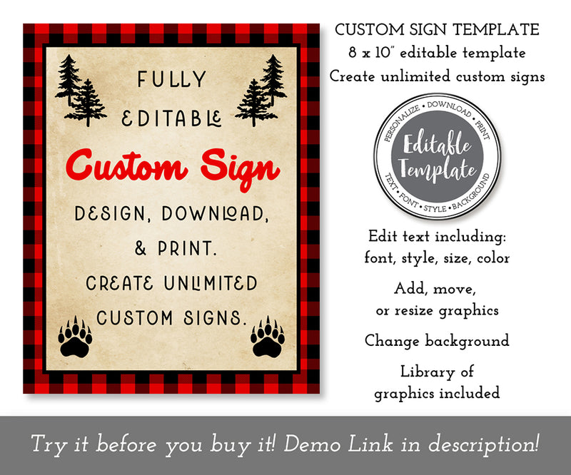Buffalo Plaid 8x10 Custom Party Sign | Create Unlimited Signs - Artful ...