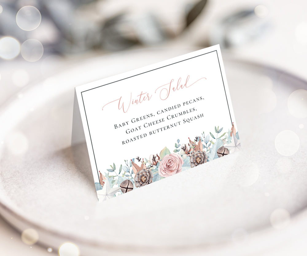 Printable Winter Buffet Food Cards, Greenery and Pinecones - Artful ...