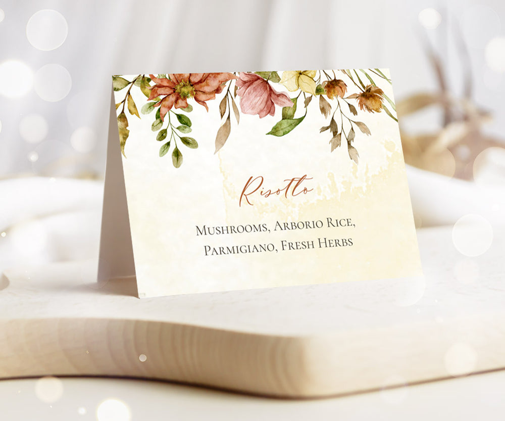 Autumn Buffet Food Cards, Food Labels, Flat and Folded Editable Templa ...
