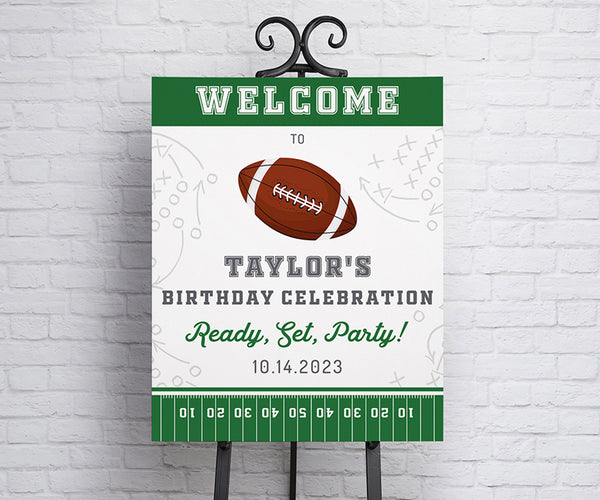 Football Birthday Party Welcome Sign Printable | Customize Colors ...