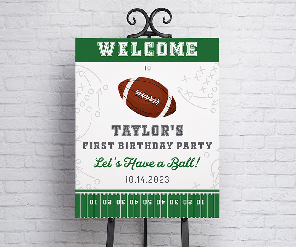 First Year Down Football Birthday | Templates & Printables | Custom ...