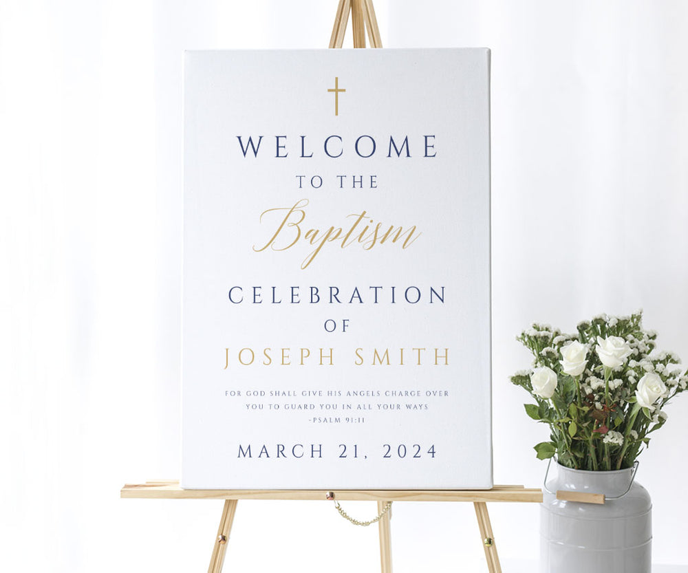 Modern Minimalist Baptism Welcome Sign Template - Artful Life Designs