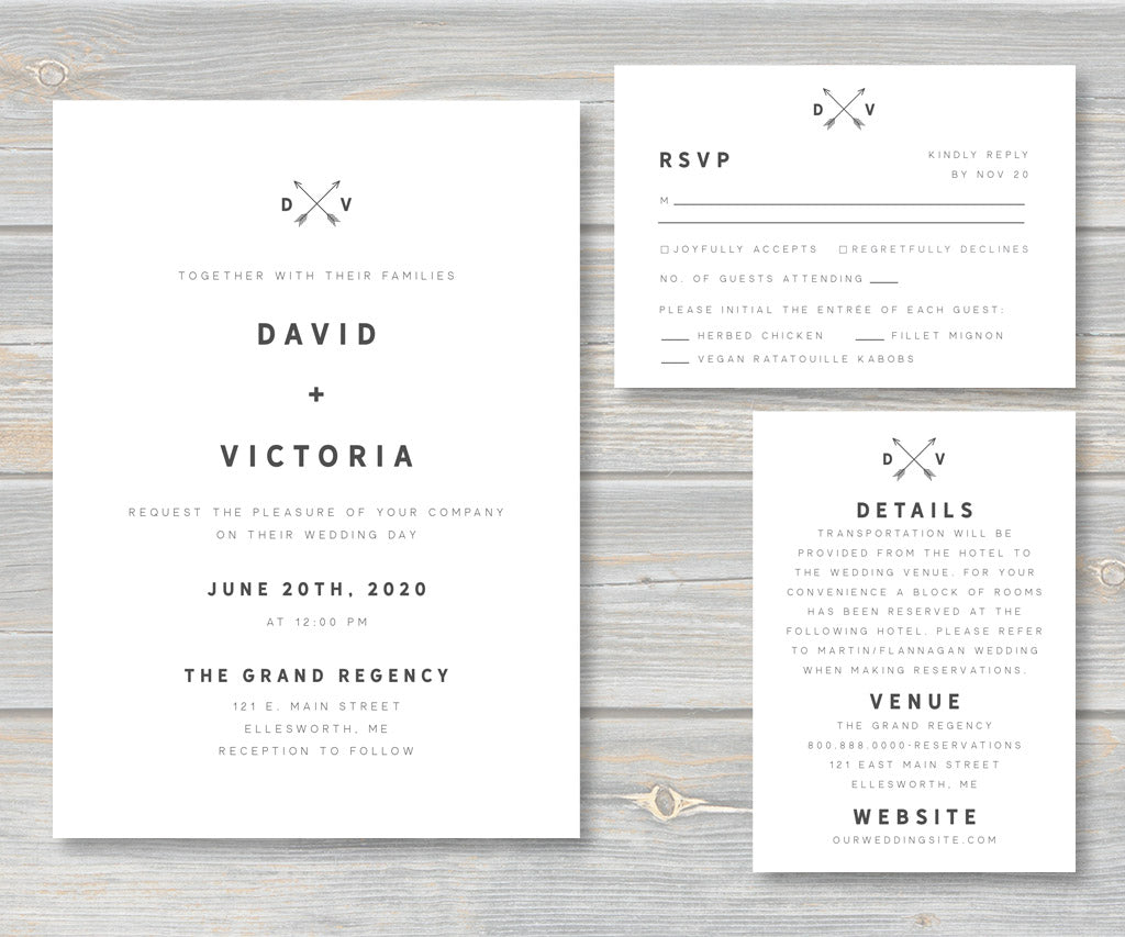 Modern Tribal Wedding Invitation, RSVP, Details Card Templates - Artful ...