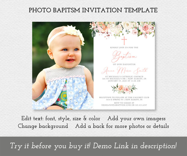 Editable Christening Invitations Christening Invitation & Baptism