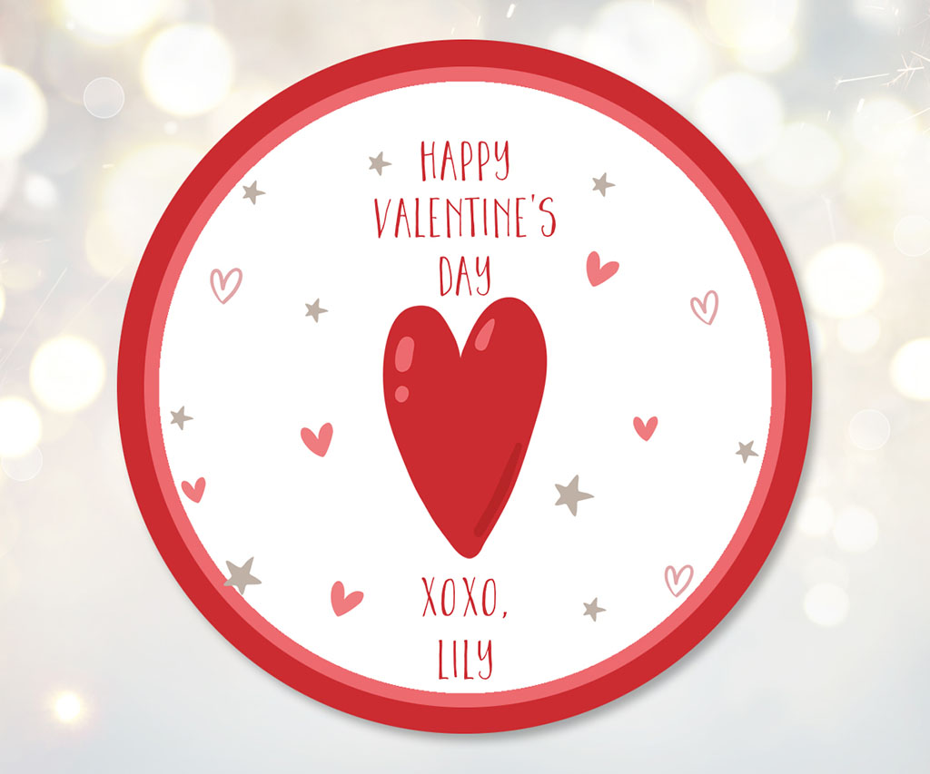 Round Happy Valentine's Day Gift Tag or Label Template - Artful Life ...