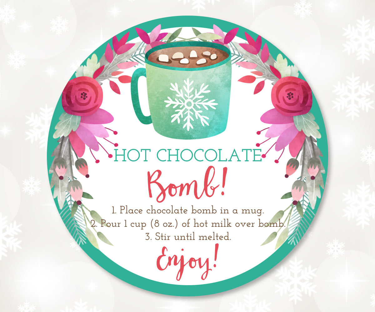 Whimsical Hot Chocolate Bomb Tags or Labels, Editable Templates ...