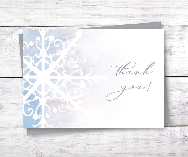 Snowflake Winter Baby Shower Folded Thank You Card, Editable Template ...