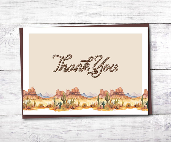 Cowboy Birthday Folded Thank You Card | Editable Template - Artful Life ...