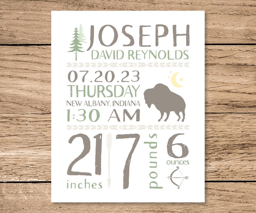New Baby Gifts | Printable Birth Stat Art & Keepsake Wall Decor ...