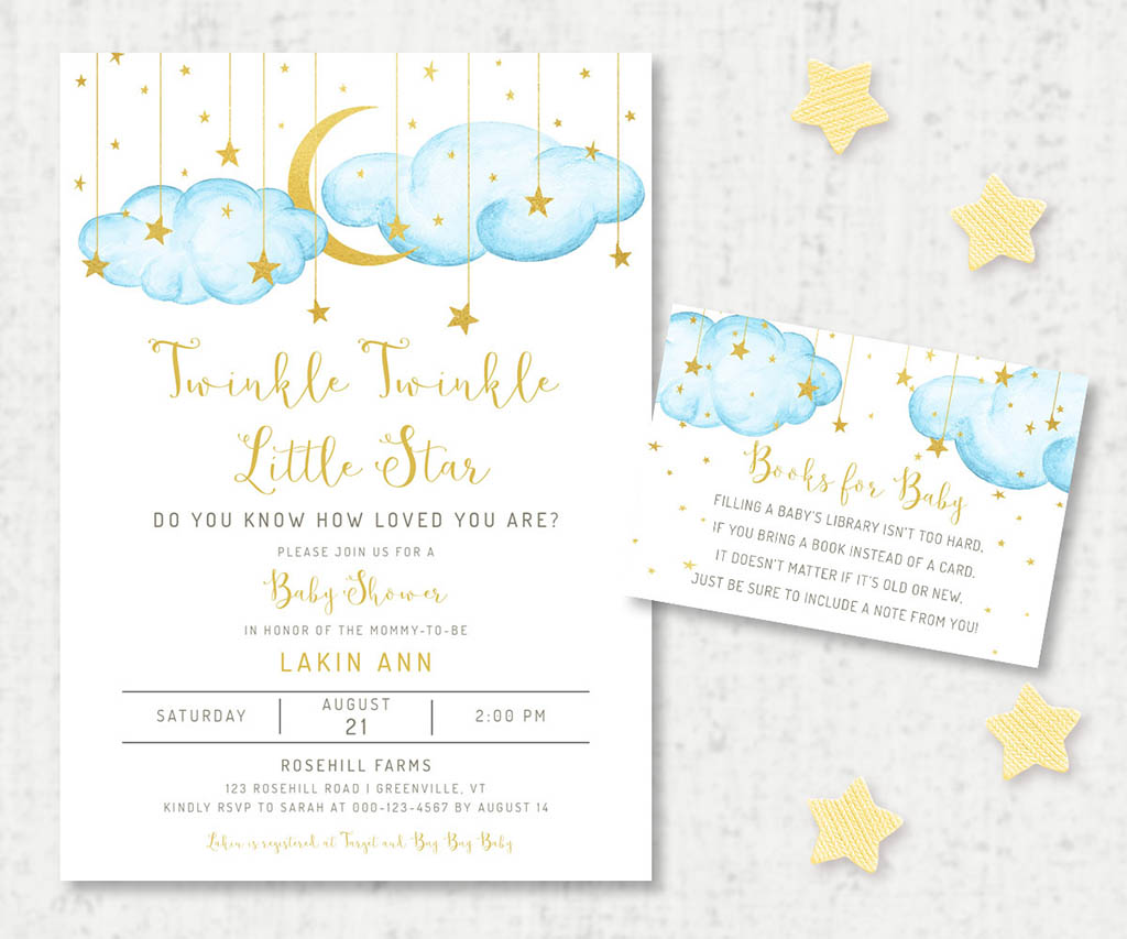 Twinkle Twinkle Little Star Baby Shower Invitations Printable Twinkle