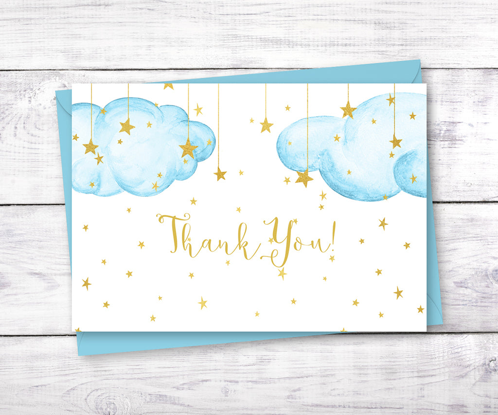 Stars Twinkle Twinkle Baby Star Boys Thank You Card Starry Night Thank