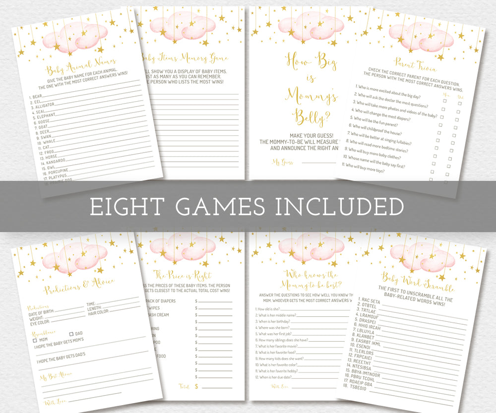 Baby Shower Games Bundle, Twinkle Twinkle Little Star Girl Baby Shower ...