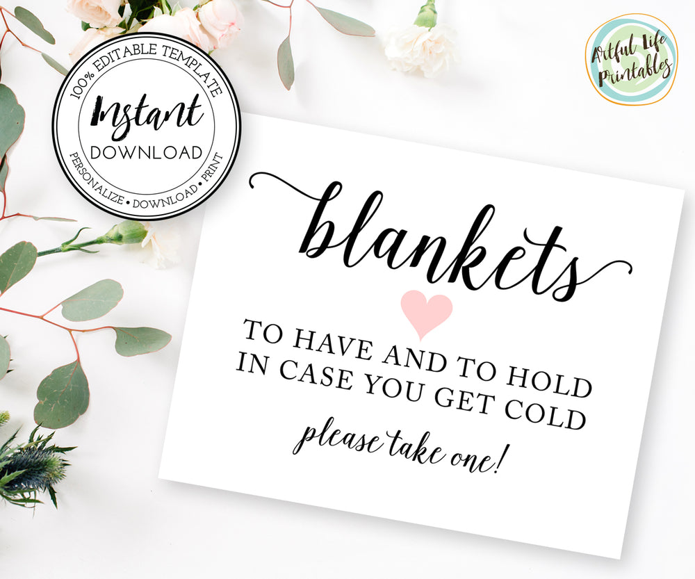 Blanket Sign Template, Outdoor Wedding Blanket Sign Printable - Artful ...