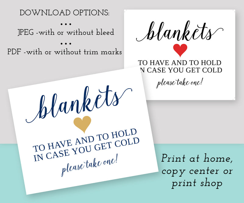 Blanket Sign Template, Outdoor Wedding Blanket Sign Printable - Artful ...