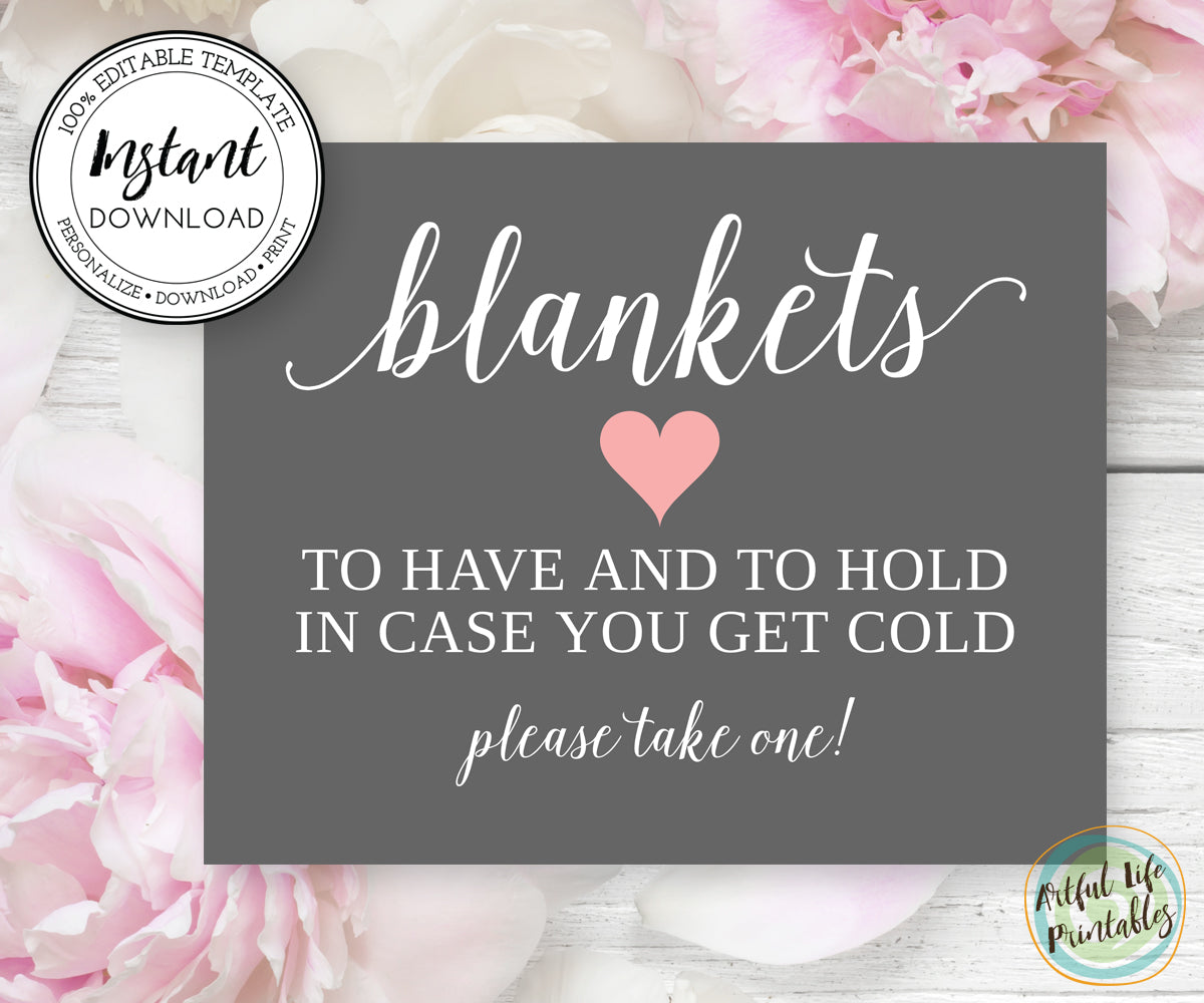Blanket Sign Template, Outdoor Wedding Blanket Sign Printable - Artful ...