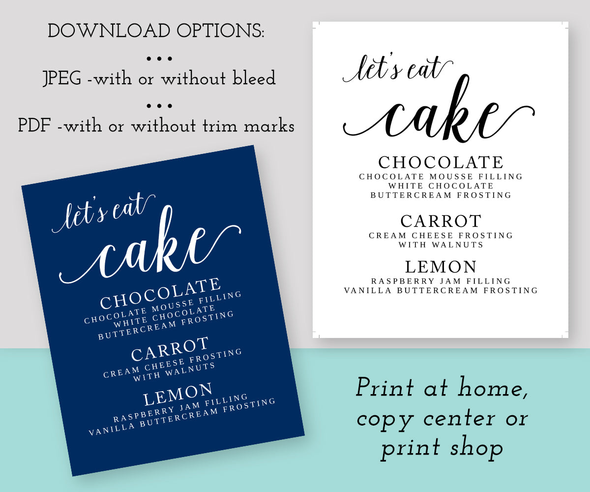 Cake Flavor Sign, Wedding Cake Sign Editable Template, Wedding Printab ...