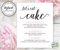 Cake Flavor Sign, Wedding Cake Sign Editable Template, Wedding Printab ...