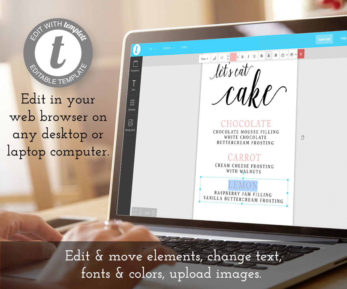 Cake Flavor Sign, Wedding Cake Sign Editable Template, Wedding Printab ...