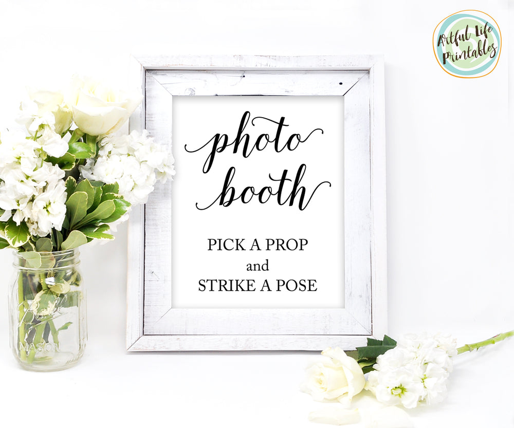 Wedding Photo Booth Sign, Photo Booth Sign Printable - Artful Life Designs
