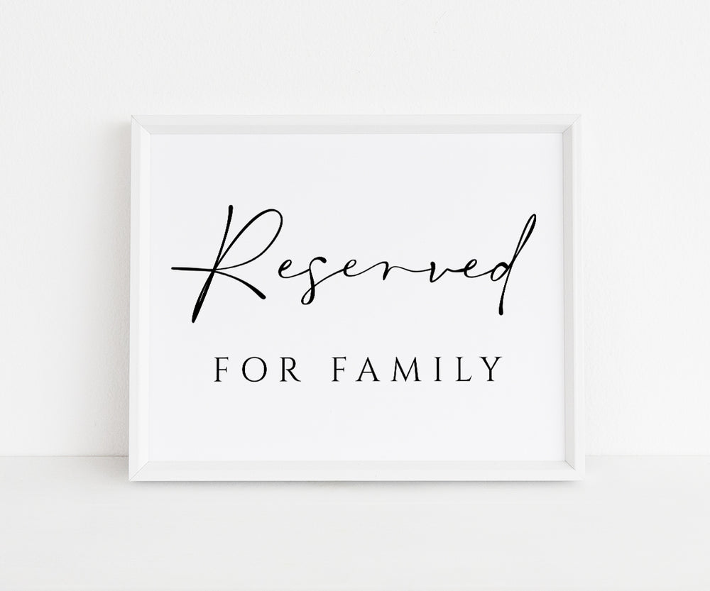 Reserved for Family Sign for Wedding, Ready to Print, Reserved Seating ...