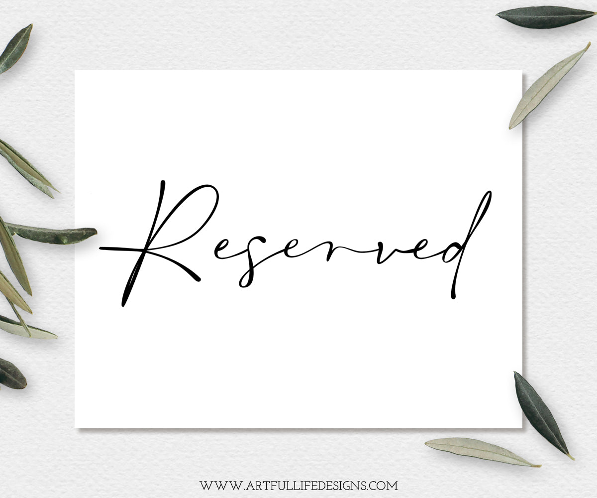 Reserved Sign for Wedding, Shower or Special Event, Ready to Print, Re ...