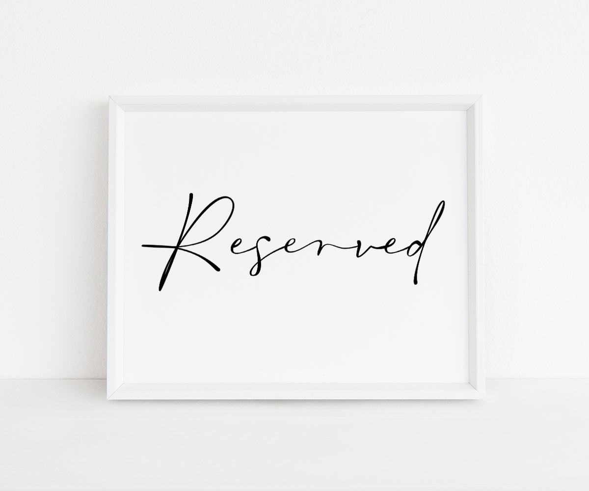 Reserved Sign for Wedding, Shower or Special Event, Ready to Print, Re ...