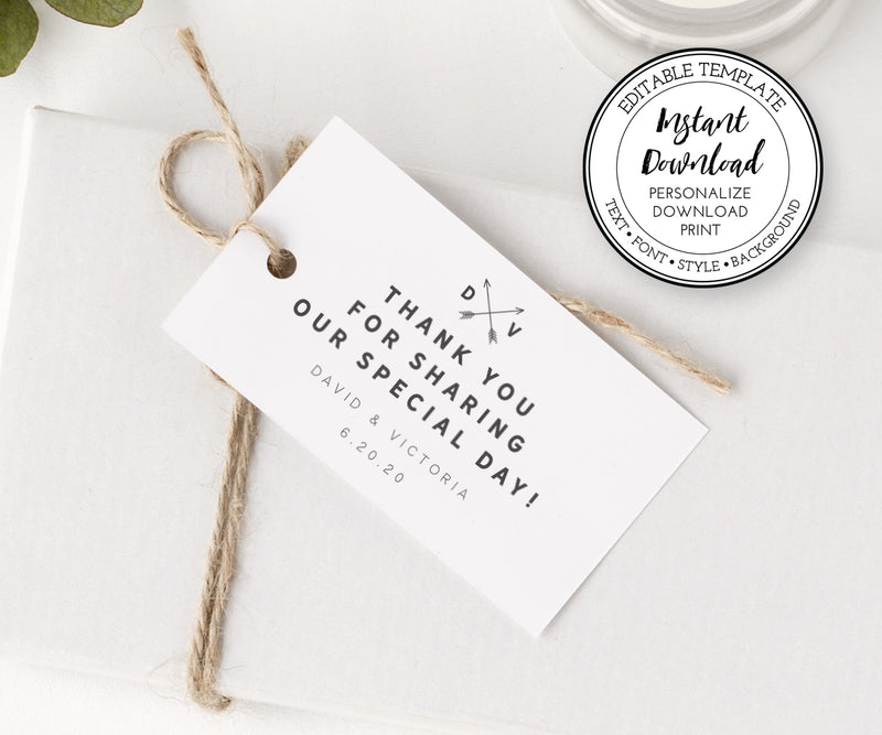 Modern Tribal Wedding Favor Tag Templates, Rectangle Tags, Horizontal ...