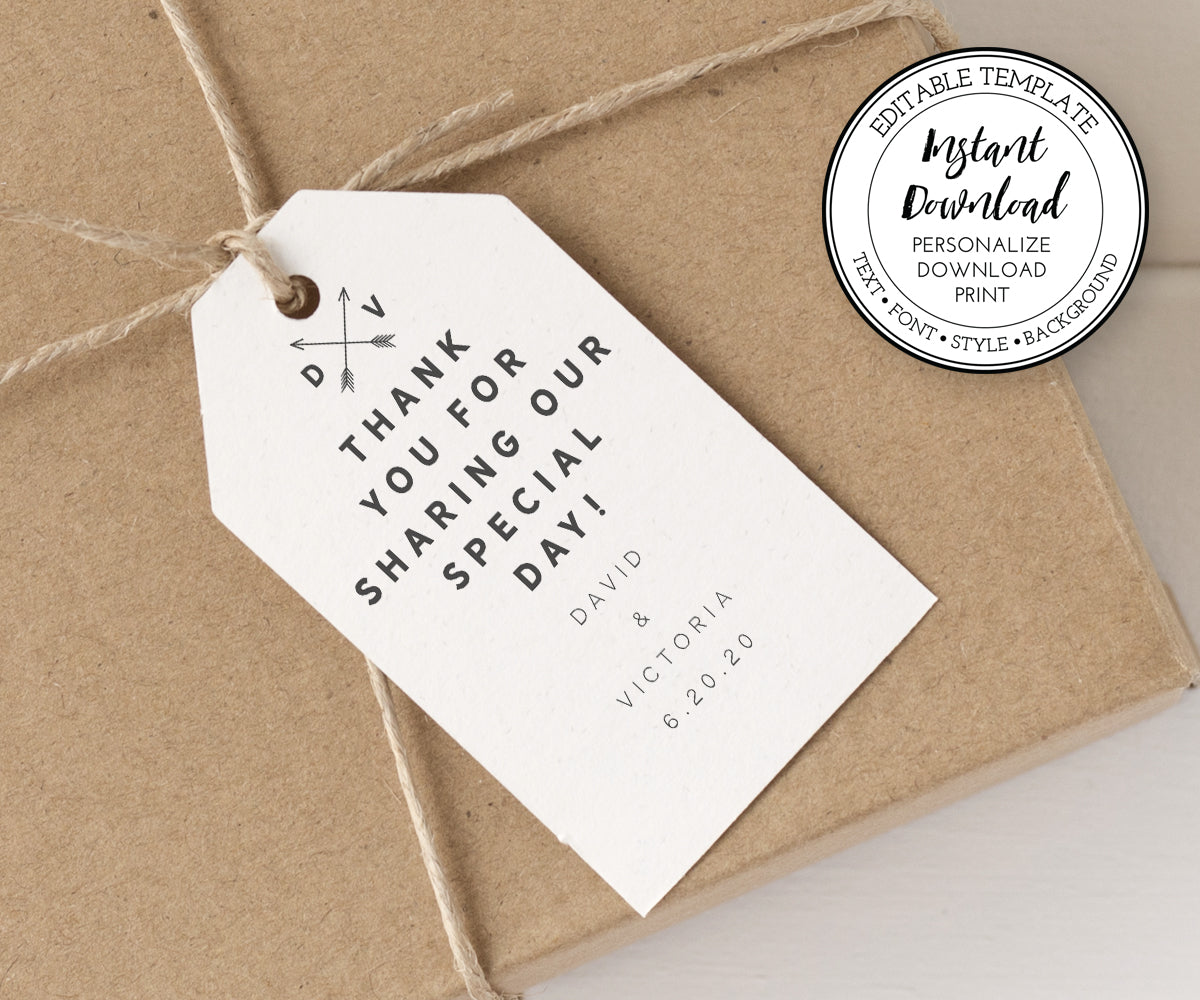Modern Tribal Wedding Favor Tag Templates, Rectangle Tags, Horizontal ...